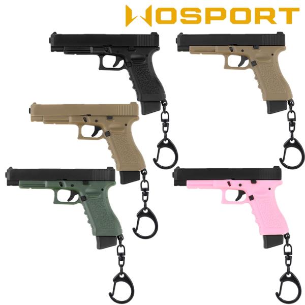 ・メーカー：WOSPORT・材質：ABS樹脂Glock34 ハンドガンを再現したキーホルダーです。スライドを引いたり、マガジンの抜き差しができます。