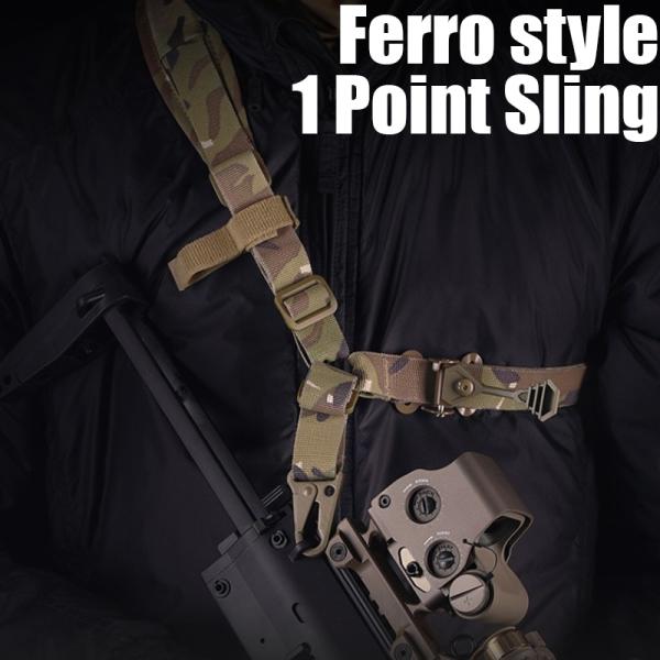FERRO CONCEPT The Slingsterタイプの1ポイントスリングになります。スリング中央部にあるプルタブを引くことで、スリングを簡単に伸縮することが可能です。またグローブをした状態でも操作しやすく、状況、射撃姿勢など臨機応変...