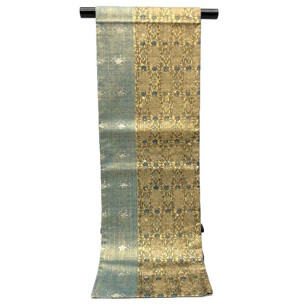 ［商品名］京やJ234 正絹 袋帯 全通袋帯 箔の帯 洒落袋帯 セミフォーマル〜カジュアルまでOK 付下げ 小紋 紬に 仕立て上がり リサイクル着物【美品】【中古】[サイズ]　長さ：4.48m　幅：31cm※採寸は全て弊社スタッフが手作業で...