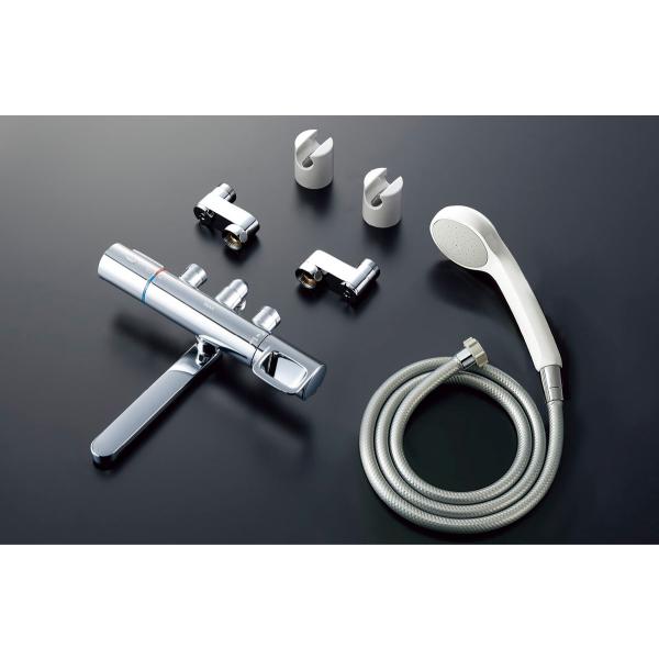 クロマーレSサーモスタット付シャワーバス水栓エコフルシャワー■取付脚流用タイプ壁工事なしで取付脚を残したまま2ハンドル水栓からサーモスタット付き水栓へ交換できます●寒冷地仕様●本体昇温防止●ソフトサーモ●防カビホース●吐水口長さ170mm●...