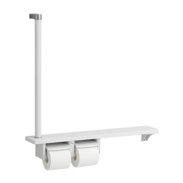 木製手すり紙巻器一体型　棚一体タイプ左右兼用700×120×713握り径：φ32mm■手をついて体を支えられる耐荷重のある棚は、立ち座りのサポートとして使用できます（耐荷重600N）■フロントワンタッチ■ワンハンドカット【材質】手すり：天然...