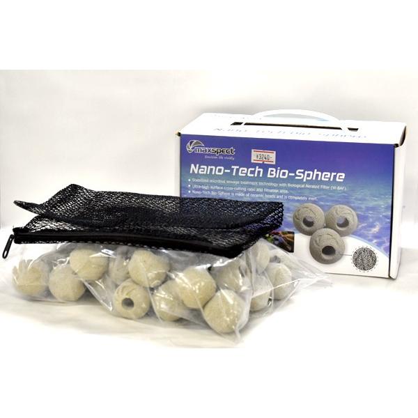 メーカー：Maxspect マックススペクトBio-Ｓｐｈｅｒｅは、ナノサイズの球体セラミック粒を焼結する事で超多孔質な構造を持たせた特殊ろ材です。表層部では好気ろ過、深部では嫌気ろ過を行うため、ライブロックの代用として硝化と還元（脱窒）を...