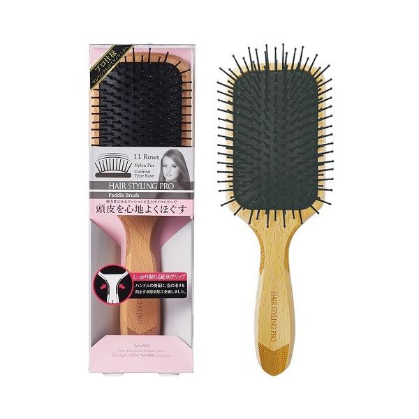 商品名 : ヘアスタイリングプロ パドルブラシ SPR-2000サイズ : W77×D41×H240mm重量 : 約91g材質 : 柄：天然木　毛：ナイロン　毛台：天然ゴム耐熱温度 : 70℃生産国 : 中国