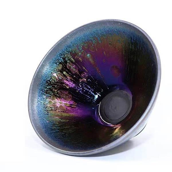 商 品 名：曜変茶器【天目茶碗の寸法】　直径：約100mm。　高さ：約58mm。【名称】:中国建陽(コンヤン）。実物です、職人手作りですので形や色、大きさは１つ１つ異なります。※厳重に梱包しておりますが、陶器の性質上、配送時に強い衝撃が加わ...