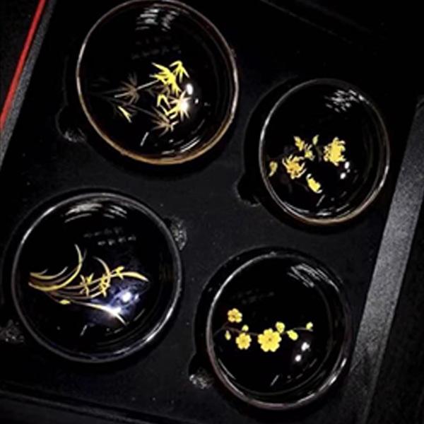 商 品 名：茶器セット【天目茶碗の寸法】　直径：約86mm。　高さ：約50mm。【名称】:中国建陽(コンヤン）。職人手作りですので形や色、大きさは１つ１つ異なります。※厳重に梱包しておりますが、陶器の性質上、配送時に強い衝撃が加わると稀に破...