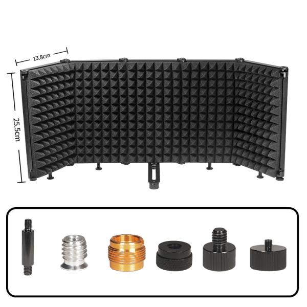 5つ折り 5-8mm回転ナット 三層フィルターabsハウジング反射 高吸音効果EVA綿 690 * 255 mm リフレクションフィルター ノイズ低減 吸音マイク分離シールド 折り畳み式ーは多硬質absハウジングを採用し、高強度反射効果を持...