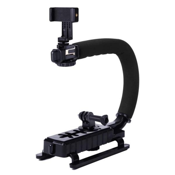 手ぶれ補正機能を持ち、ご撮影する時、カメラの安定さを維持しながら、HD撮影を実現できるU型カメラスタビライザーです。ハンドル グリップ前のホットシューアダプターはモニター、撮影ライト及びフラッシュを取り付けることが可能です。手持ちブラケット...