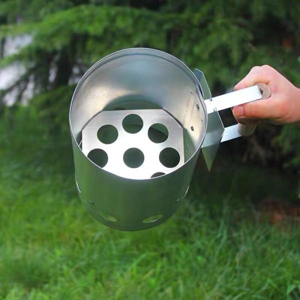 サイズ：掲載サイズ表をご参照ください。材質:本体/亜鉛めっき鋼板、目皿/鉄(亜鉛めっき)、ハンドル/天然木煙突効果で簡単に着火可能です。面倒な炭火起こしが楽々です。ひっくり返したら，コンロや七輪などご利用頂けます。