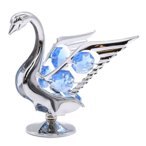 【素材】合金にクロームプレーティング加工スワロフスキー製クリスタル【サイズ】約W7.7×D4.9×H7.5cm【重さ】約29g※素人採寸のため、多少の誤差はお許しください。【商品説明】『スワロフスキー　オーナメント　スワン　シルバー』「CR...