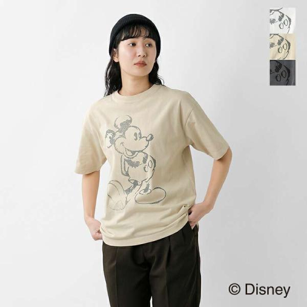 Johnbull(ジョンブル)より、コットン&amp;lt;ミッキーマウス&amp;gt;プリントTシャツ“&amp;lt;MICKEY MOUSE&amp;gt; T”のご紹介です。愛らしいミッキーのイラストをかすれた風合いのプリントで表...