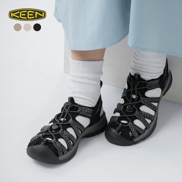 KEEN(キーン)よりウィスパー スポーツ サンダル WHISPERのご紹介です。女性の足に寄り添うスタイリッシュなデザインと、驚くほど軽やかな履き心地を両立したスポーツサンダル「WHISPER（ウィスパー）」。ミニマルでシンプルなルックス...