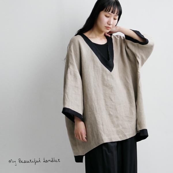 店名：aranciato アランチェート ヤフー店品番：wm02-tp2610203商品名:my beautiful landlet マイ ビューティフル ランドレット セミウェット リネン ショート スリーブ Vネック プルオーバー wm...