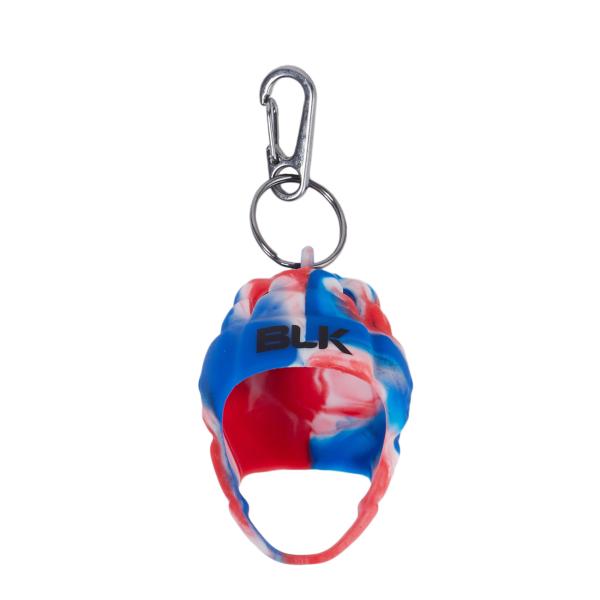 ヘッドガード型のシリコン素材のキーホルダーです。サイズ：約7cm（本体部）色：トリコロールマーブル素材：シリコン【 在庫状況 ： 自社発送(お取り寄せ）】※在庫状況は常に変動しています。 ご注文時に弊社在庫、お取り寄せ時にメーカー在庫が欠品...