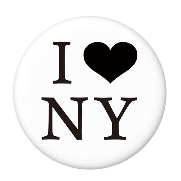 【発売日：2016年08月12日】デザイン豊富な缶バッジ通販専門店 ARカンバッジ。アイラブNY缶バッジです。色違いも。サイズは57mm、76mmと32mmの3種、フックピン・クリップピン・マグネット・キーホルダーなどタイプ多数充実！