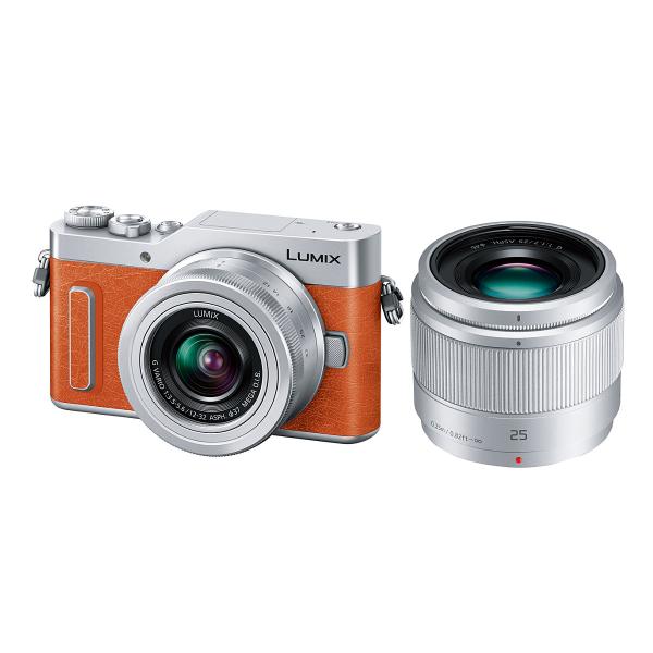 ○パナソニック　デジカメ一眼　ミラーレスカメラ　LUMIX DC-GF10W-D ダブルレンズキット [オレンジ]180度チルト式タッチパネルモニターやシーンによって右手でも左手でも押せるダブルシャッターを採用した、ミラーレスデジタル一眼カ...