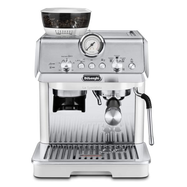 ○デロンギ　コーヒーメーカー　ラ・スペシャリスタ・アルテ EC9155J-W [ホワイト]グラインダー付きエスプレッソ・カプチーノメーカー。豆挽き、タンピングといった工程からラテアートまで、自分の手で追求できる。豆のアロマを逃さずに挽くこと...