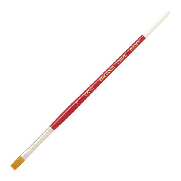 ヴァンゴッホ水彩・デザイン筆ヴァンゴッホ ビジュアル筆GWVD（ポリエステルOX・山羊毛混毛 フラット）  GWVDは、ポリエステルを主体にOX毛と山羊毛を混毛した筆で、ポリエステルの毛の腰の強さと、山羊毛の水含みの良さを生かした水彩デザイ...