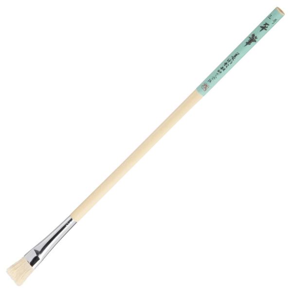 羊毛を主材として作られた平筆で含みが良く、面塗りに適しています。穂先の種類・形状 ： 平規格・号数・No ： 3号穂先サイズ（約、穂幅×穂丈） ： 10×15mm全長（約） ： 22.5cm主な用途 ： デザイン、アクリル素材 ： 羊毛筆の...