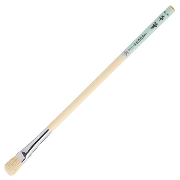 羊毛を主材として作られた平筆で含みが良く、面塗りに適しています。穂先の種類・形状 ： 平規格・号数・No ： 4号穂先サイズ（約、穂幅×穂丈） ： 12×18mm全長（約） ： 23.5cm主な用途 ： デザイン、アクリル素材 ： 羊毛筆の...