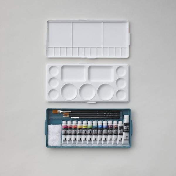 ポスターカラーといえば、ターナー一般の不透明水彩絵具の仲間なのに、ムラなくきれいに塗れる、ポスターカラー。あざやかでマットに仕上がり、ナキ・にじみもありません。描きやすさで、広く愛されています。＜セット内容＞■Wパレット付ケース■11ml絵...