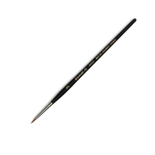 毛質：コリンスキー形状：丸（点付） サイズ：3号　　　　　口金の直径 2.2mm　　　　毛丈 8mm　特徴：丸、点付　加筆、雫のような筆跡コシがあるのですばやい反応が良い備考：コシがあるので非常に反応が良く穂先が短いので点描には指摘。点付用...