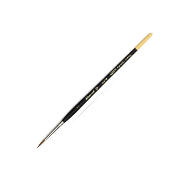 毛質：コリンスキー形状：丸（細描） サイズ：1号　　　　　口金の直径 2.5mm　　　　毛丈 13mm　特徴：ハンドルの先端が黄色丸、細描き　細密描写備考：最高級のロシア北部のコリンスキーを使用することにより、含みが良く穂先が揃い、適度なコ...