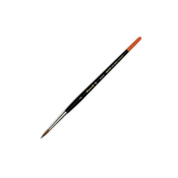 毛質：コリンスキー形状：丸（中細） サイズ：3号　　　　　口金の直径 3.5mm　　　　毛丈 17mm　特徴：ハンドルの先端がオレンジ色丸、中細　絵具の含みと反応が良いため細かい作業に最適。ベストセラー。備考：最高級のロシア北部のコリンスキ...