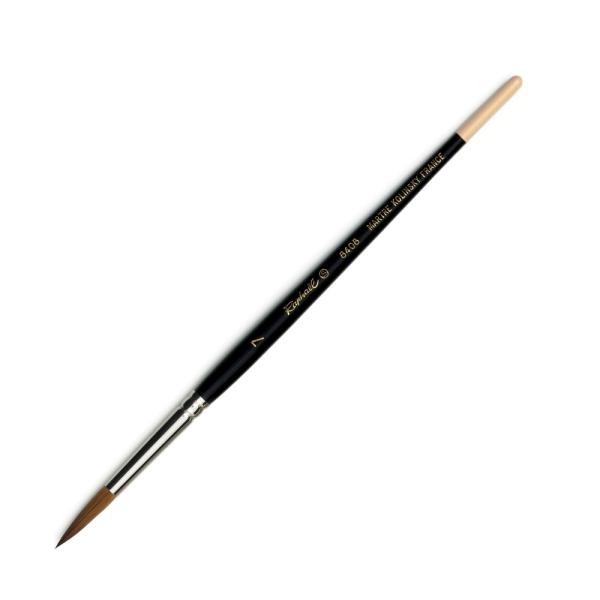 毛質：コリンスキー形状：丸（極細） サイズ：7号　　　　　口金の直径 5.5mm　　　　毛丈 25mm　特徴：ハンドルの先端がベージュ丸、極細　穂先のもどり（反発力）が良く、迅速で正確な作業に最適備考：敏速で正確な作業が可能な水彩筆。反応が...