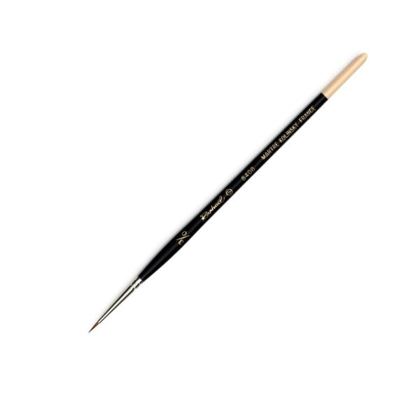 毛質：コリンスキー形状：丸（極細） サイズ：3/0号　　　　　口金の直径 1.7mm　　　　毛丈 7mm　特徴：ハンドルの先端がベージュ丸、極細　穂先のもどり（反発力）が良く、迅速で正確な作業に最適備考：敏速で正確な作業が可能な水彩筆。反応...