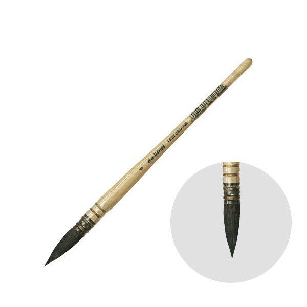 ロシアンブルーリスをプラスチックの羽菅で仕立てた水彩筆です。水含みが抜群で、ウォッシュ技法に最適。毛先が利いて細密描写も可能です。＜仕様＞穂先の形状：ラウンド(丸)毛の種類：リス毛号数：No.4穂丈×巾：35.0×10.8mm＜用途＞水彩画