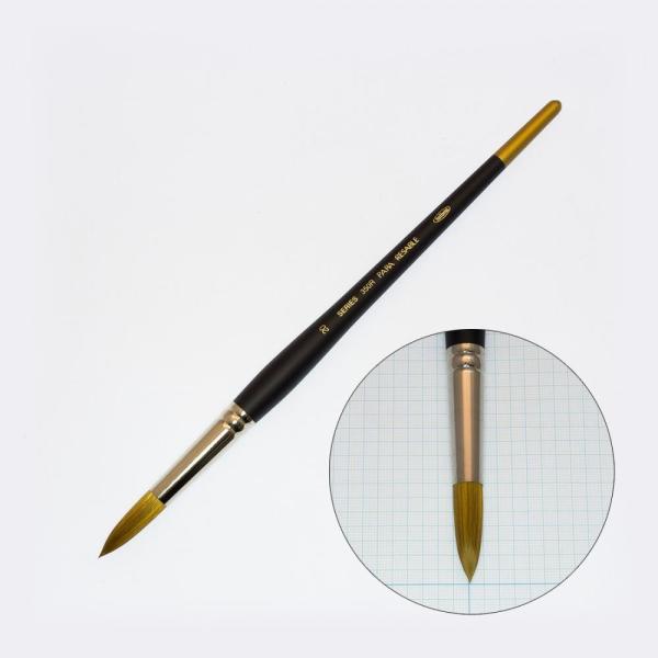 リセーブル原毛のまとまりのよさと弾力に純イタチ毛をブレンド。しなやかな弾力性と絵具の含みがプラスされたコシの強い筆です。穂先もよく揃い、デリケートな表現に適しています。日本製。穂先のストロークの強弱で太い線から細い線まで表現できます。＜仕様...