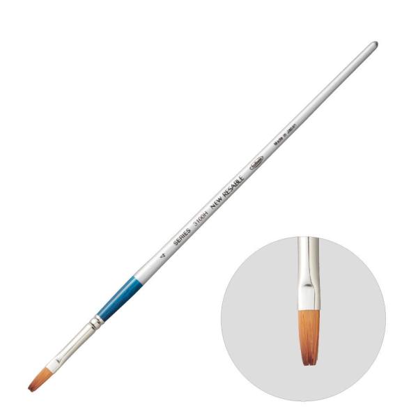 水彩用に要求される、しなやかさと絵具の含みを良くするために羊毛を最適量でブレンドした筆です。日本製。絵具の含みが良く、広い範囲の塗りに適しています。＜仕様＞穂先の形状：フラット(平)毛の種類：羊毛 リセーブル毛号数：No.4穂丈×巾：13....