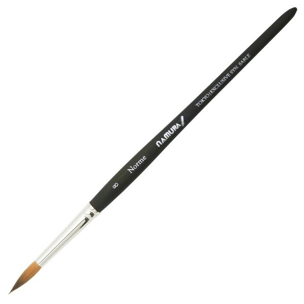 最先端ナイロン繊維「EXCLUS SYN. SABLE」を使用した水彩画筆。程よい尖り具合の丸型と穂先のまとまりにより、書き込みから塗りまでカバーが可能。適度な弾力と繊細なタッチはまるでコリンスキーのような描き心地です。穂首のまとまりが良く...