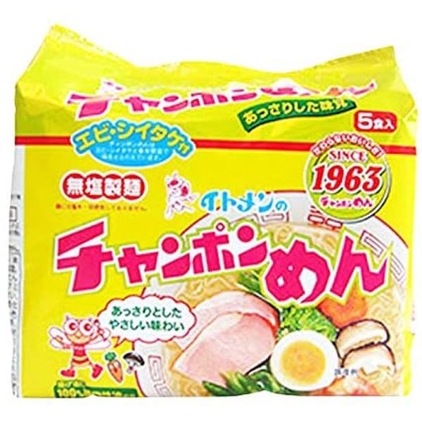 エビ、シイタケのかやくがスープとうまくマッチして独特の風味と香りが特徴です。チャンポンめんは無塩製麺です。塩を使わず製麺した無塩製麺ですのでトッピング具材の味をひきたてます。1食（100g） 当たりエネルギー : 497 kcalたんぱく質...