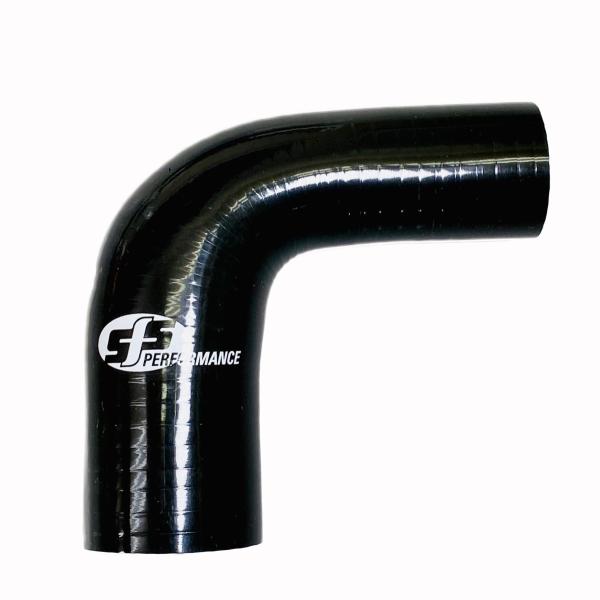 内径：45ｍｍ-38mm 90°足長：102ｍｍ（クロスポイントまで）肉厚：4.5mm 3plyカラー：ブラック弊社は英国SFS Performanceの正規代理店です。耐油性はございません。※ロゴ位置はロットによって変わりますので予めご了...