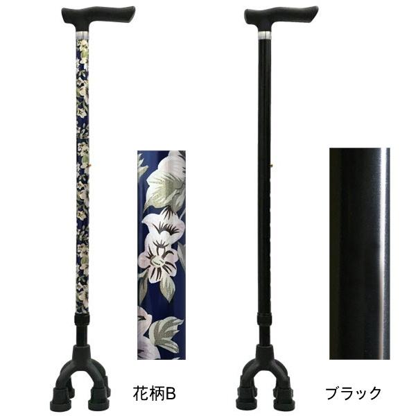 狭い場所でも使いやすいアルミ４点ステッキ。接着面が、約10cm×約10cm◆材質：本体/アルミ、グリップ/PP、ゴムキャップ/合成ゴム、◆サイズ：約高67〜90cm×幅10×奥行16cm　　　　　杖の太さ/上管約22mm◆高さ調節：10段階...