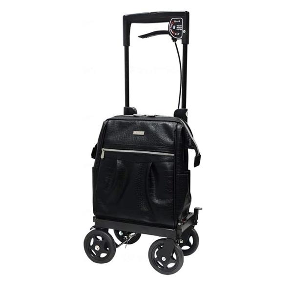 歩行しやすく機能も充実、口金入りの大容量バッグ。◆ブレーキと駐車用ストッパの一体型システム（レバーを握るとブレーキ、押し下げると駐車ストッパ）◆口金入りバッグで荷物の出し入れがしやすい。◆保冷仕様のバッグ。◆手元で簡単に持ち手の高さ調整がで...