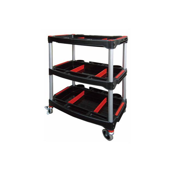 耐荷重180kgの強力大型キャスターでらくらく移動。特徴いろんなシーンで活躍する超軽量ワゴン！仕様プレート三段ワゴン耐荷重：180kg(1段につき30kg)プレートサイズ：455mm×570mm支柱規格：350mm×8本φ75mm(3インチ...