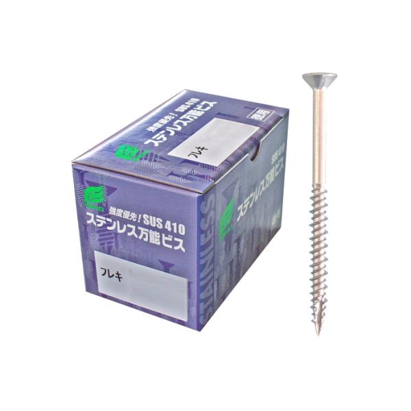 サビに強いステンレス(SUS410)使用で耐食性、耐久性に優れています。頭浮しないフレキ付、高低の二条ネジがガッチリ締め付けます。サイディング、外壁、看板の取り付け、軒先廻りなどサビては困る場所に最適。頭径8.0mm、ネジ径4.2mm、全長...