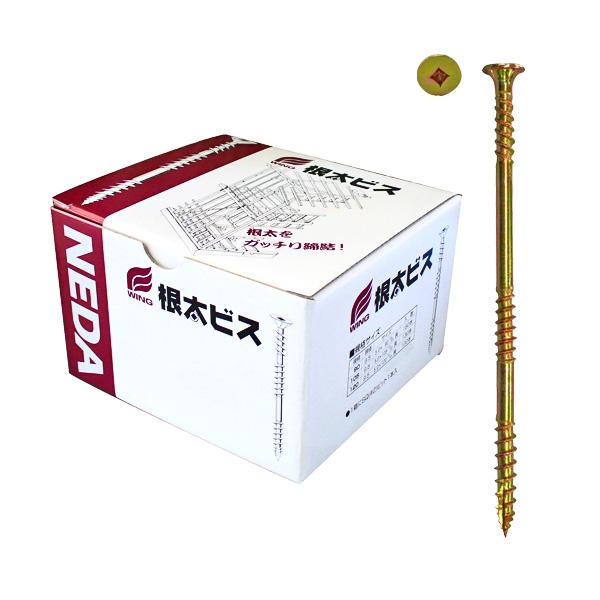 大引きに根太をガッチリと締め付け、緩まず根太鳴りない。根太施工の決定版。ピッチの違う二重構造が締め付けの秘密です。サイズ全長×頭径×ネジ径：90mm×10.0mm×5.0mm入数：160本入