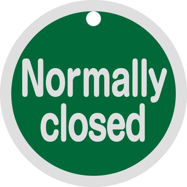 【特長】●軽量で耐久性に優れ、高温部でも使用できるアルミ素材を採用しています。●あらゆるバルブの設置場所に。【仕様】●表示内容：Normally closed(常時閉)●色：緑●取付方法：吊り下げタイプ(ボールチェーンなど別売)●両面表示●...