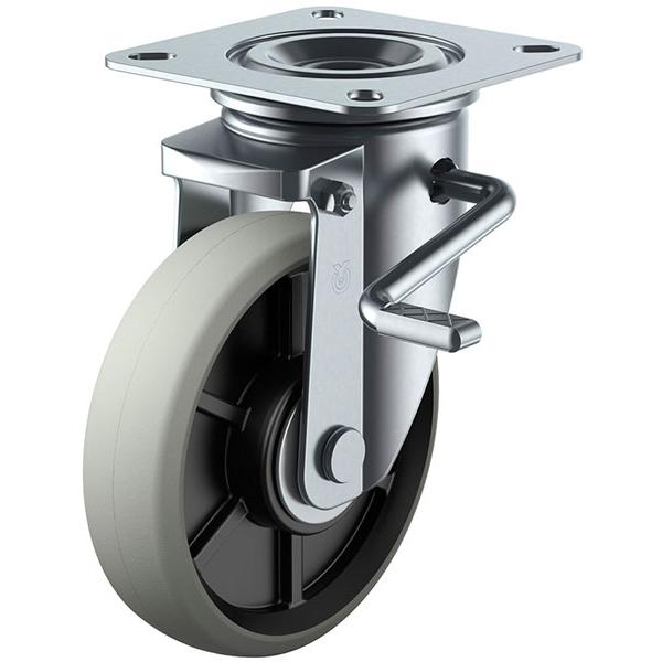 特徴安定した走行性牽引使用時に発生しキャスターの寿命を大きく縮める一因である共振現象をしっかり防止。共振による旋回部への負担が軽くなり、車輪の磨耗が画期的に滅少しました。軽快な操作性旋回時の負荷が約4割減！！取付け部の旋回及び車輪の回転をロ...