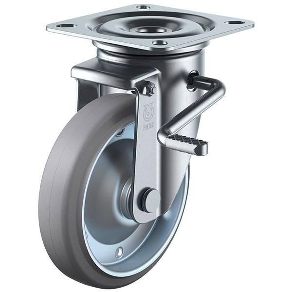 特徴安定した走行性牽引使用時に発生しキャスターの寿命を大きく縮める一因である共振現象をしっかり防止。共振による旋回部への負担が軽くなり、車輪の磨耗が画期的に滅少しました。軽快な操作性旋回時の負荷が約4割減！！取付け部の旋回及び車輪の回転をロ...