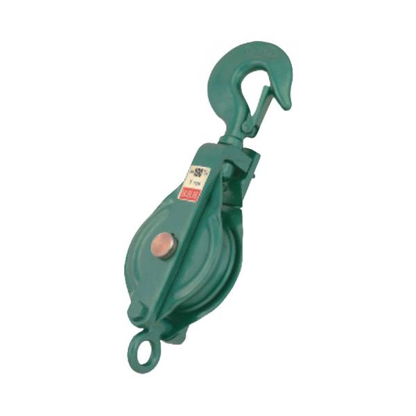 特徴強力・堅牢な滑車です。フックは特殊鋼鍛造で、はずれ止めが付いていますから安全です。ジープはメタル入りで、50mm、75mm、100mm、125mmにはオイルレスメタル(焼結含油軸受)を装着しております。仕様ベケット付型式：フック型 17...