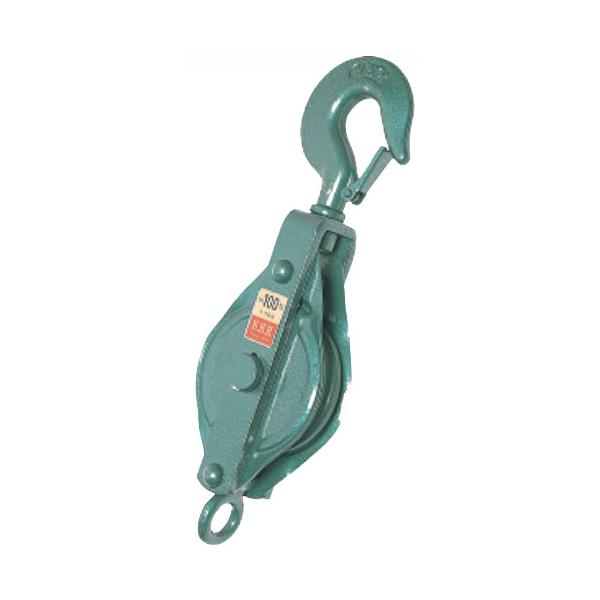 特徴強力・堅牢な滑車です。フックは特殊鋼鍛造で、はずれ止めが付いていますから安全です。ジープはメタル入りで、50mm、75mm、100mm、125mmにはオイルレスメタル(焼結含油軸受)を装着しております。仕様ベケット付型式：フック型 10...