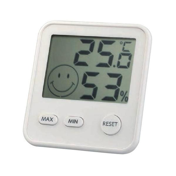 特徴シンプルなデザイン。大きな表示。簡単操作。温度・湿度を同時に計測最高温度、最低温度を記憶見やすい大型液晶画面フェイスアイコンで快適・不快を表示卓上・壁掛け(背面マグネット)兼用仕様置・掛兼用型カラー：ホワイト使用範囲：温度/0〜50℃、...