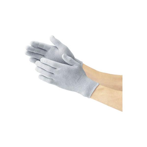 仕様色：グレーサイズ：L表面抵抗値：繊維部 2.8×10[[の8乗]]Ω厚み：0.7mm質量：16ｇ特徴カーボンを含んだ長繊維ウーリーナイロンを使用し、摩擦帯電・接触帯電の発生を防ぎ、ホコリの発生を抑制します。伸縮性の高いナイロンで手にフィ...