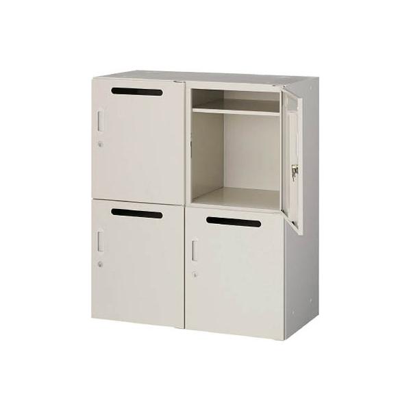 仕様完成品色：ホワイト連結用ビス付間口(mm)：900奥行(mm)：450高さ(mm)：1050最大積載量(kg/台)：180設置タイプ：下置き専用鍵タイプ：シリンダ錠投入口：有質量(kg)：38.8※ベース(UBW-06)が必要になります...