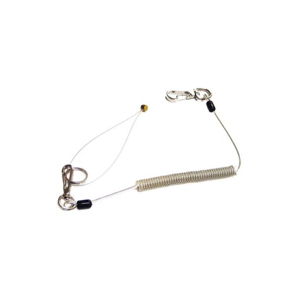 特徴軽くて長く、復元力が高いので作業がしやすいステンレスワイヤ入用途高所作業での工具落下防止に仕様安全荷重：1kg以下自然長：440mm最大伸長：1800mmコード径：3mmワイヤ線径：1mm付属品：ワイヤ(φ1mm)、リングカラー：クリア