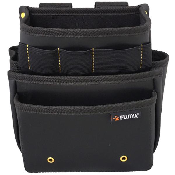 特長撥水性が高いPVC生地で水を弾きます。急な雨でも安心です。泥、ホコリなどよごれても簡単に拭き取れます。ニッパなどの先端が当たってこすれても破れにくい生地です。男の装いBLACK×GOLDポケットはたっぷり収納できる3段タイプです。仕様S...